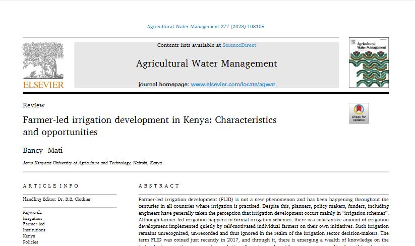 Farmer-led irrigation development in Kenya: Characteristics and ...